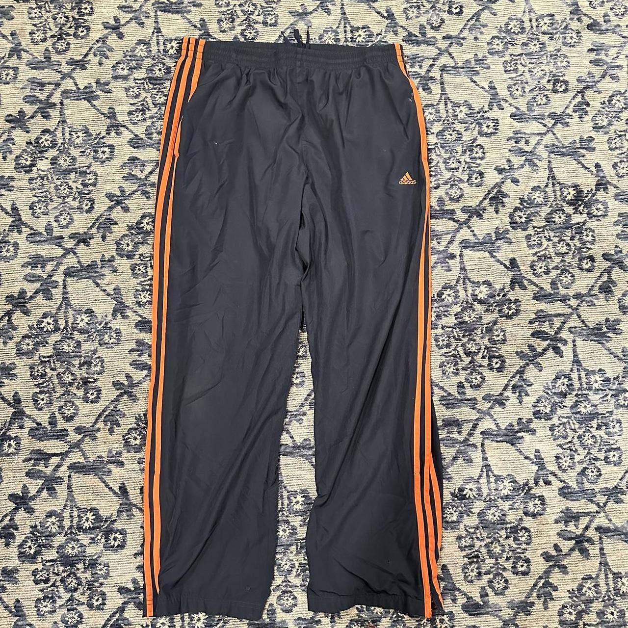 Adidas black and orange track pants adidas - Depop