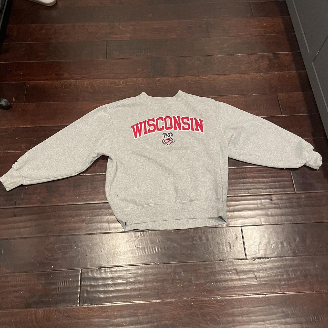 Wisconsin College Crewneck Size: M - Depop
