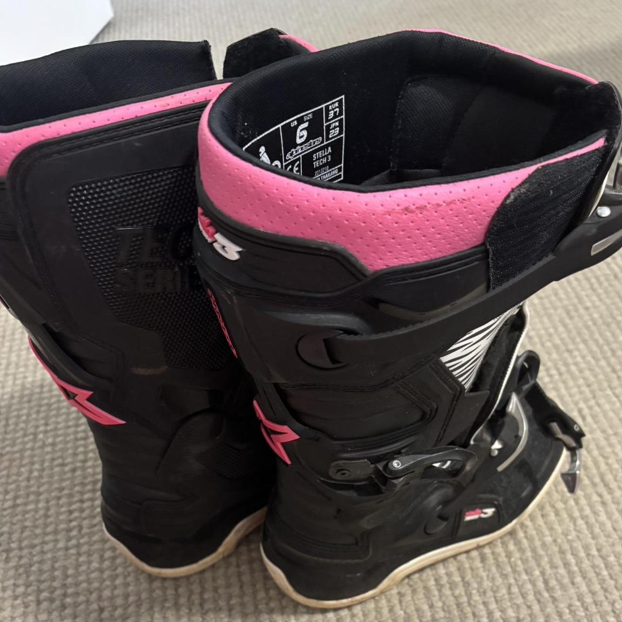 Black and pink Alpinestars boots -Stella Tech 3... | Depop