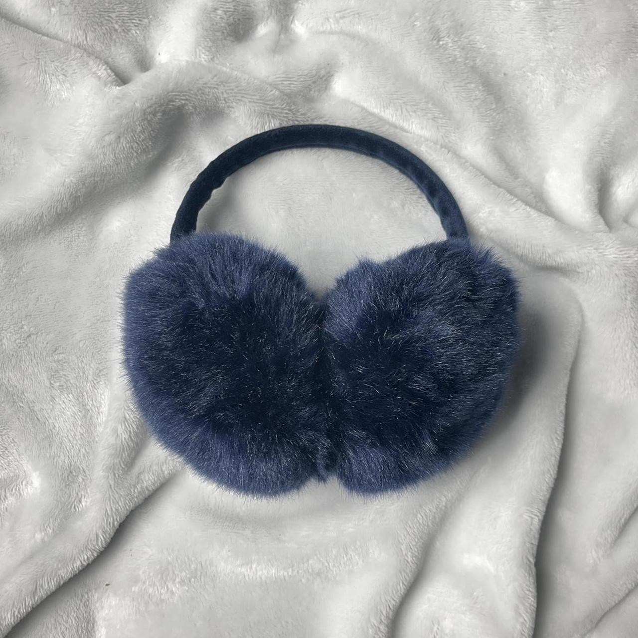 Navy blue fluffy ear muffs #y2k #earmuffs... - Depop