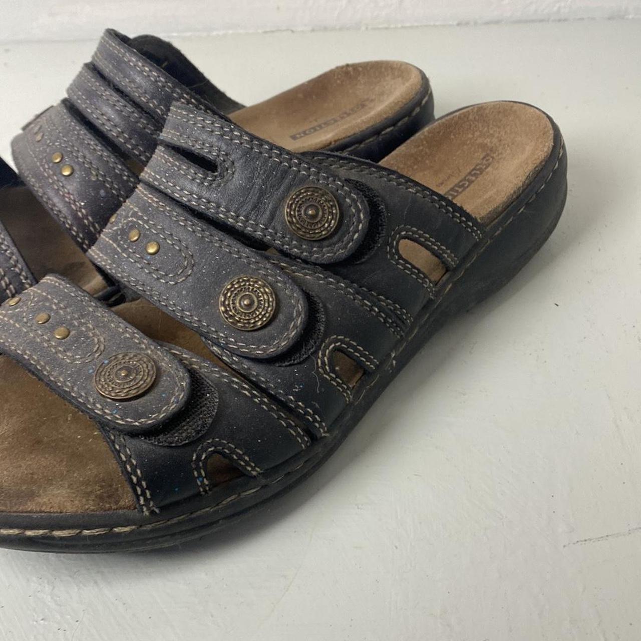 Women's Clarks Brown Strappy Sandals with Brass... - Depop