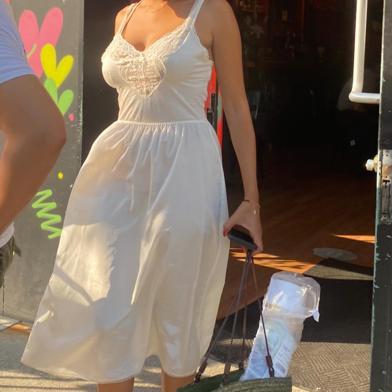 Olga Women's White and Cream Dress | Depop