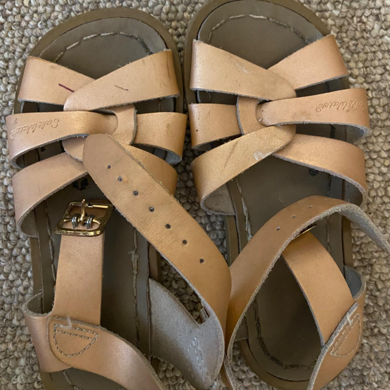 Kids Bronze Saltwater Sandals Size 9 - Depop