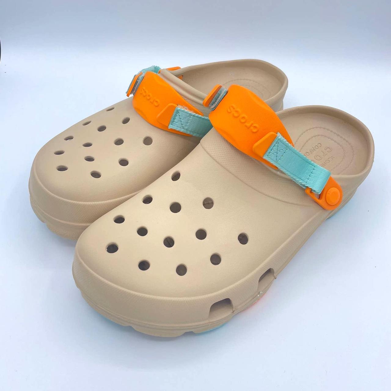Crocs Men's Brown and Orange Trainers | Depop