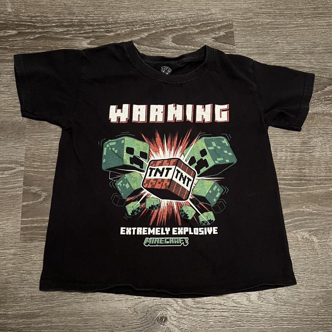 minecraft exploding TNT creeper shirt youth size... - Depop