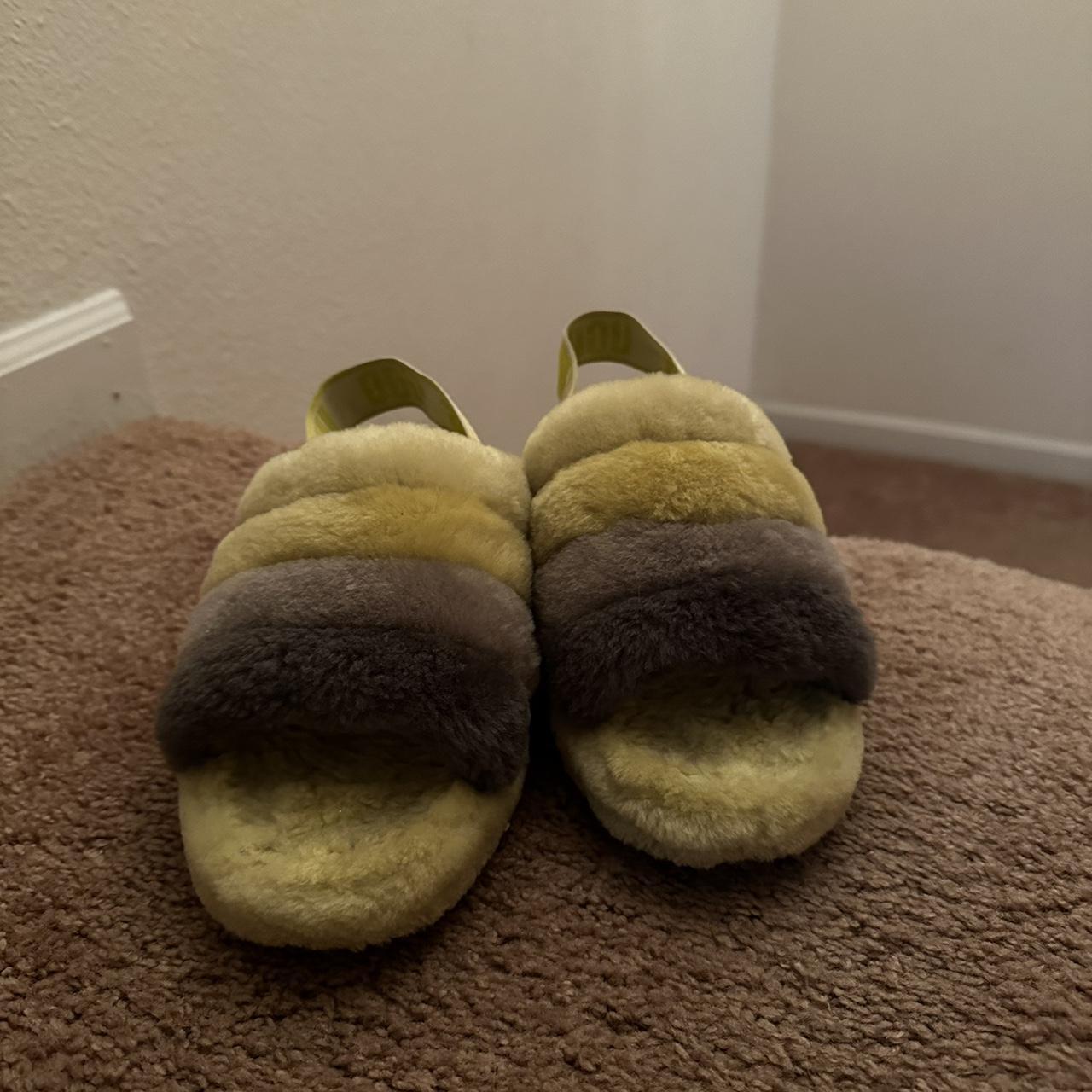 Green platform ugg slides super comfy and fuzzy.... - Depop
