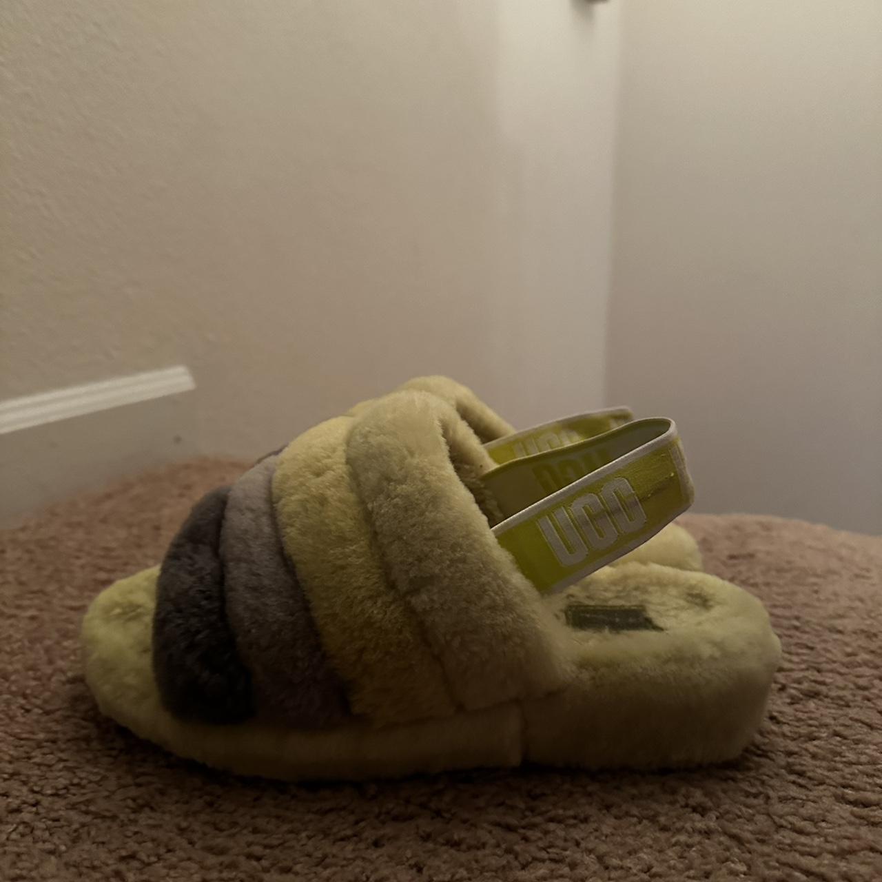 Green platform ugg slides super comfy and fuzzy.... - Depop