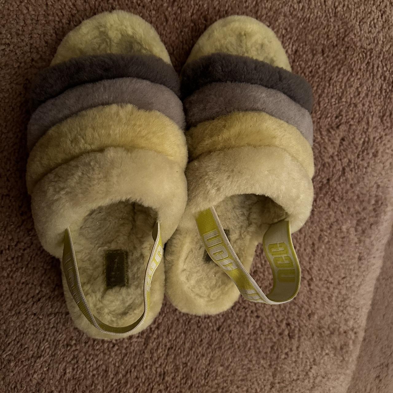Green platform ugg slides super comfy and fuzzy.... - Depop