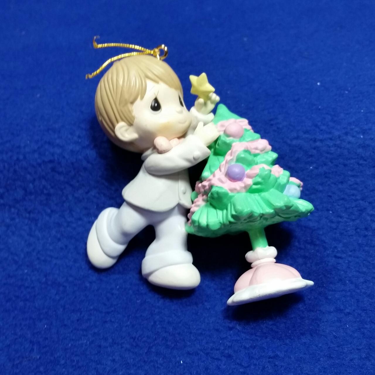 Precious Moments Boy Putting Star On Christmas Tree... - Depop