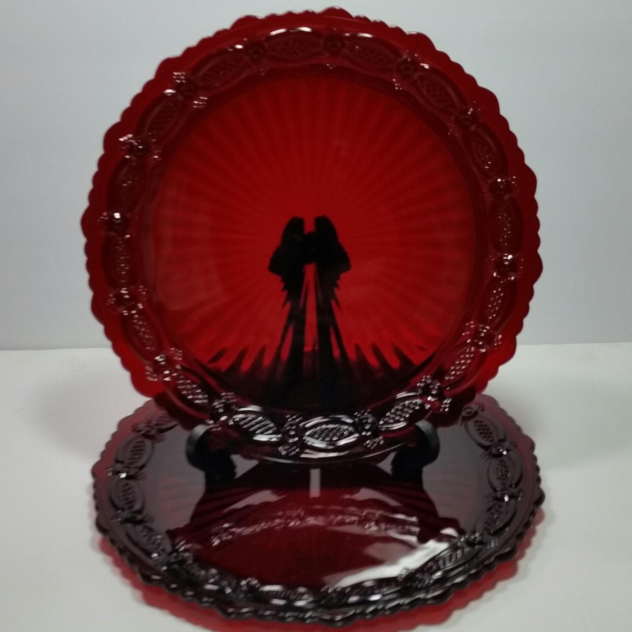 Avon 1876 Cape Cod Ruby Red Dinner Plate Set. Set... - Depop