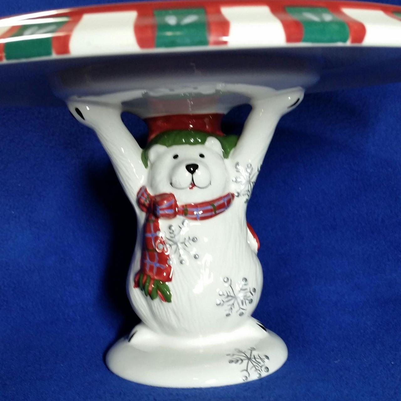 Pfaltzgraff Snow Bear 12" Pedestal Cake Stand Desert... | Depop