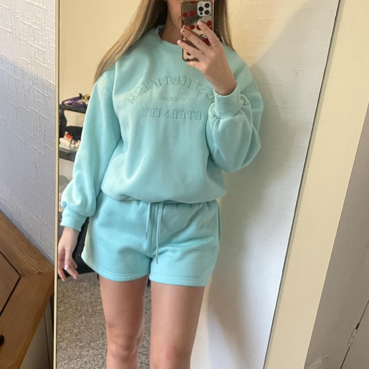 Shein letter embroidery drop shoulder sweatshirt and... - Depop