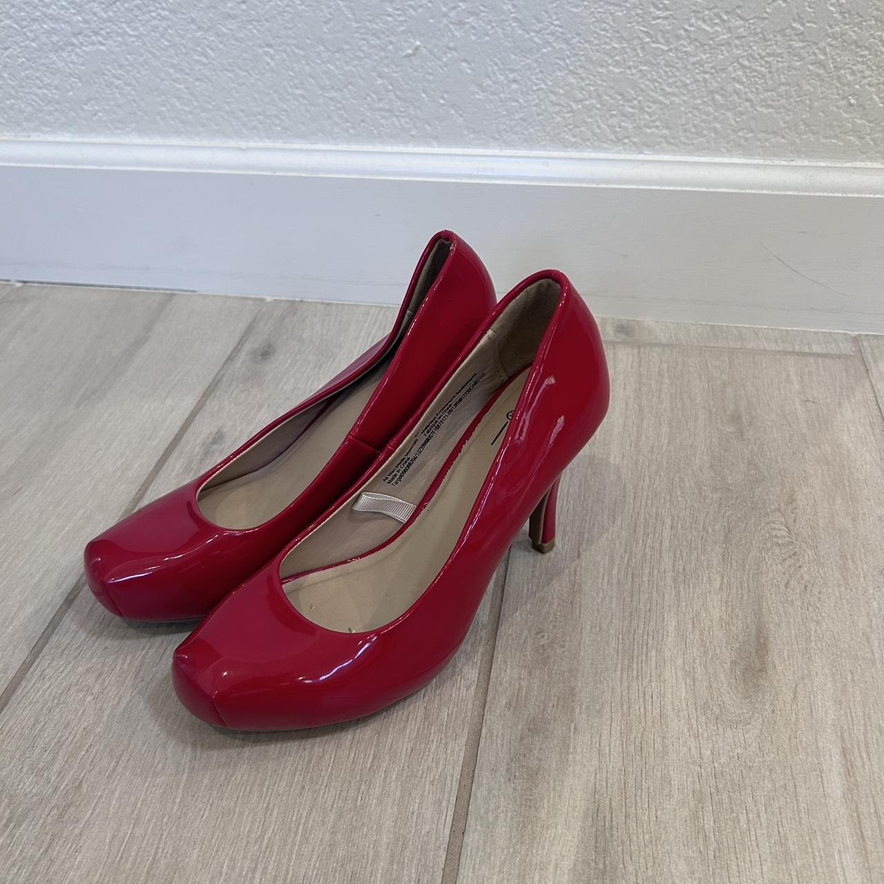 Red patent leather high heels with a 3 inch... - Depop