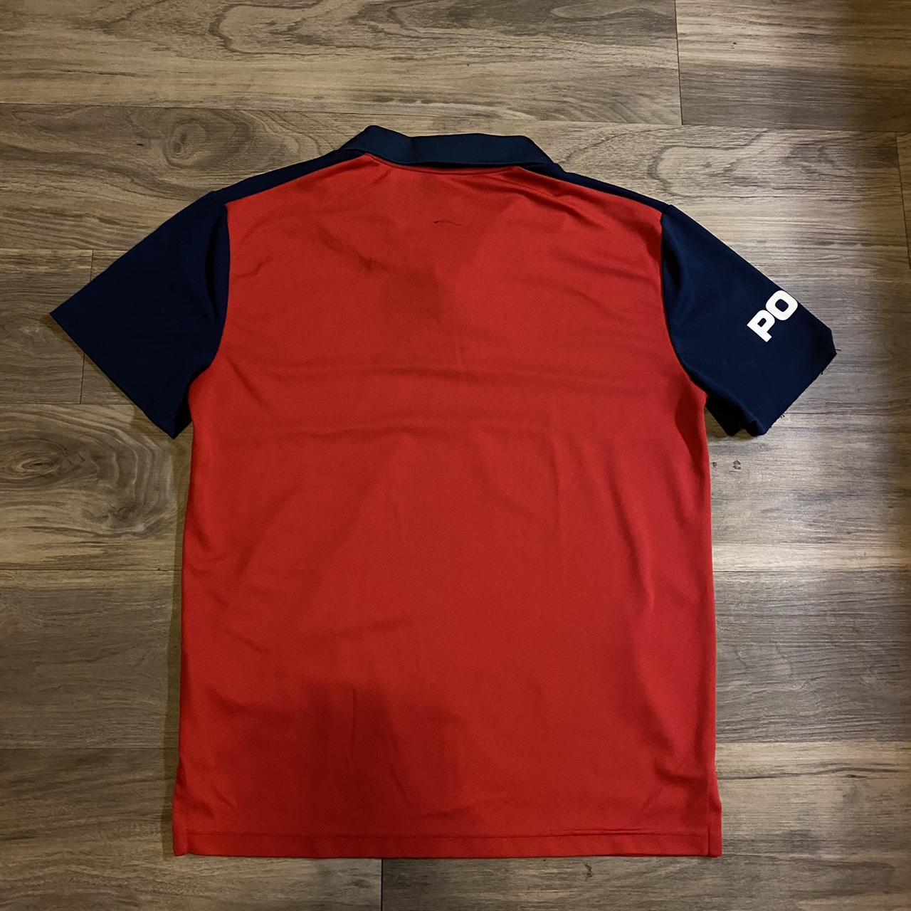 Small red and blue polo shirt. - Depop
