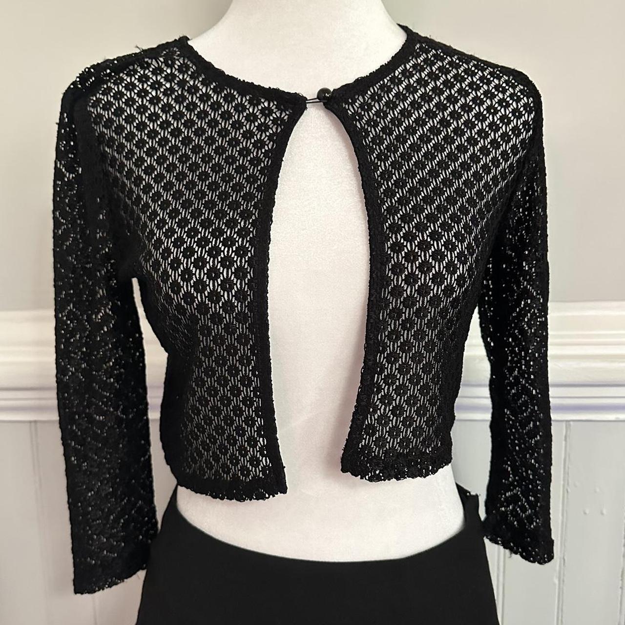 90s Black Crop Mini Cardigan 🖤 Size small by... - Depop