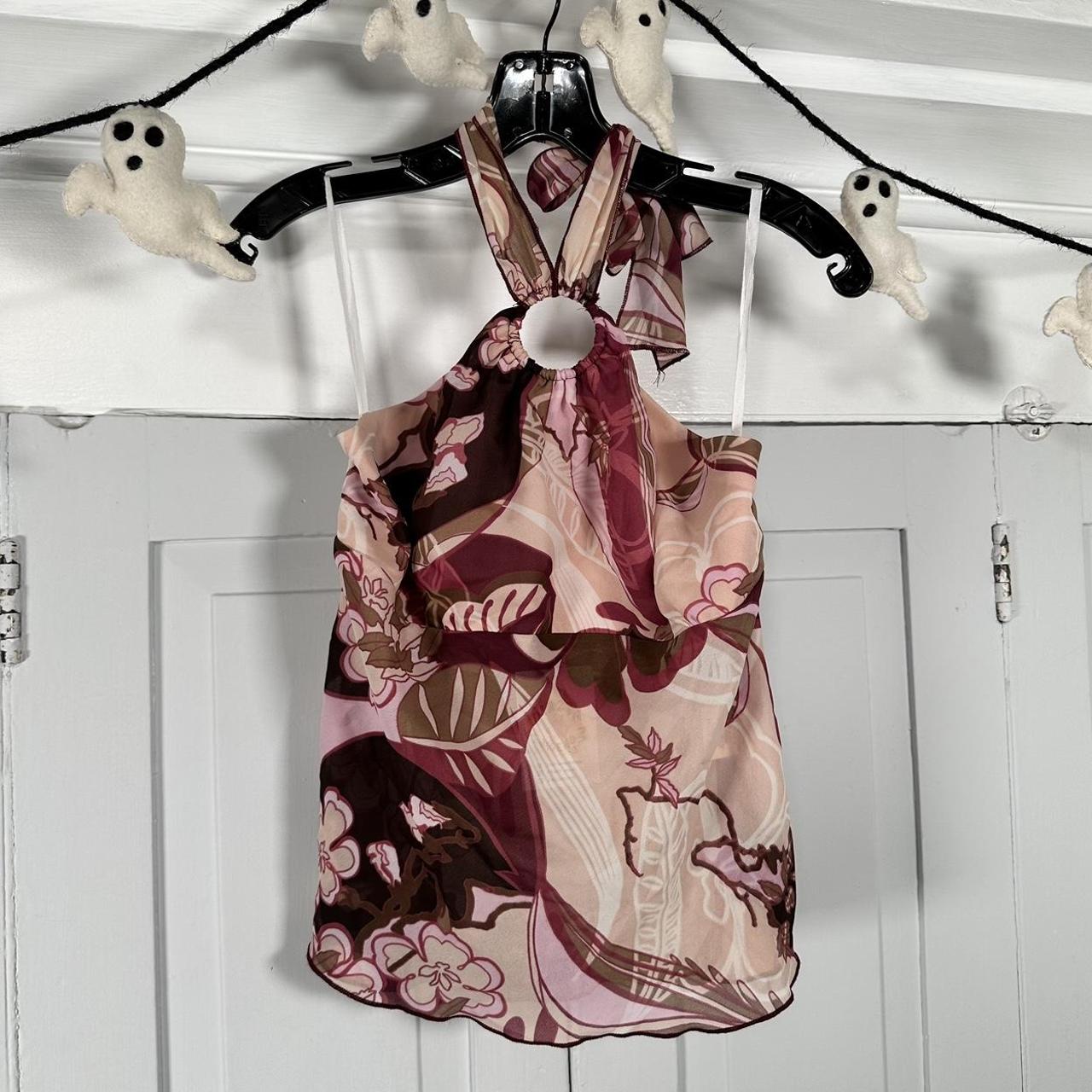 Y2K floral o-ring halter top 🌸 Size XL by heart... - Depop