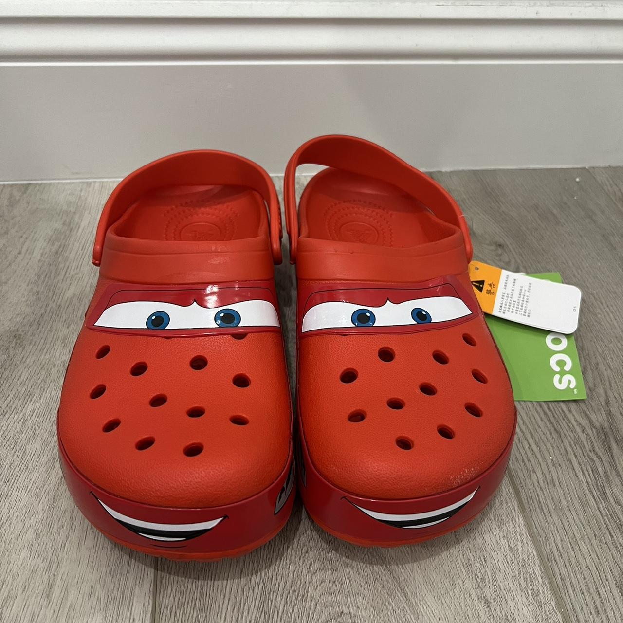 Lightning McQueen Crocs Have defects on left shoe,... - Depop