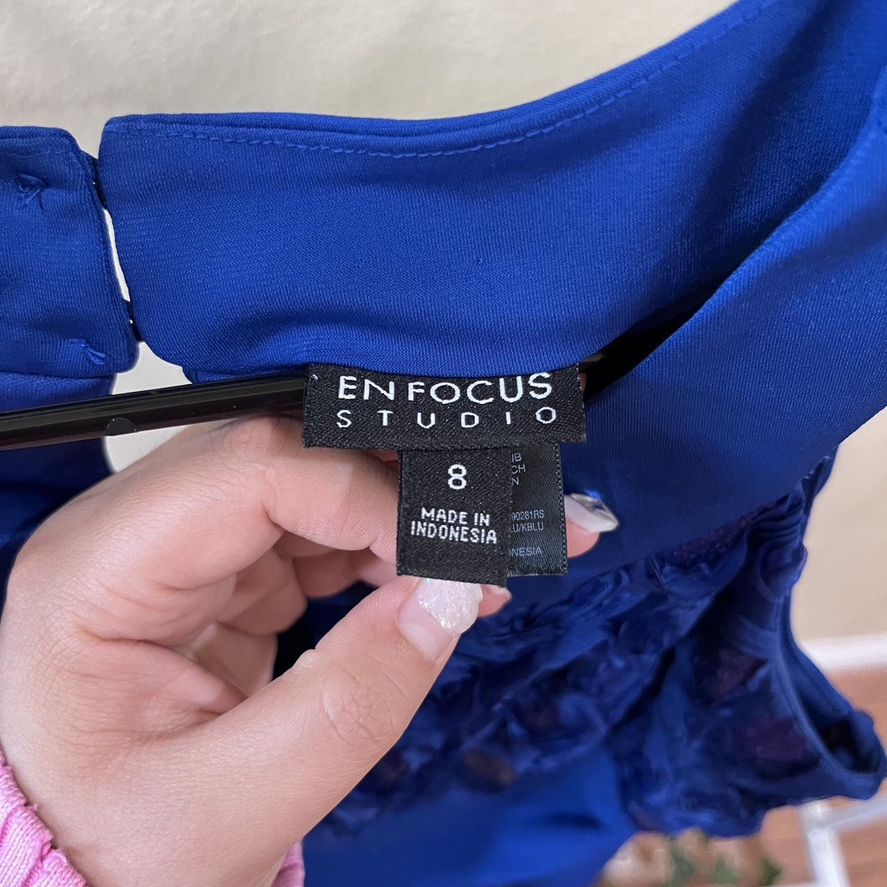 enfocus studio blue formal dress 95% polyester 5%... - Depop