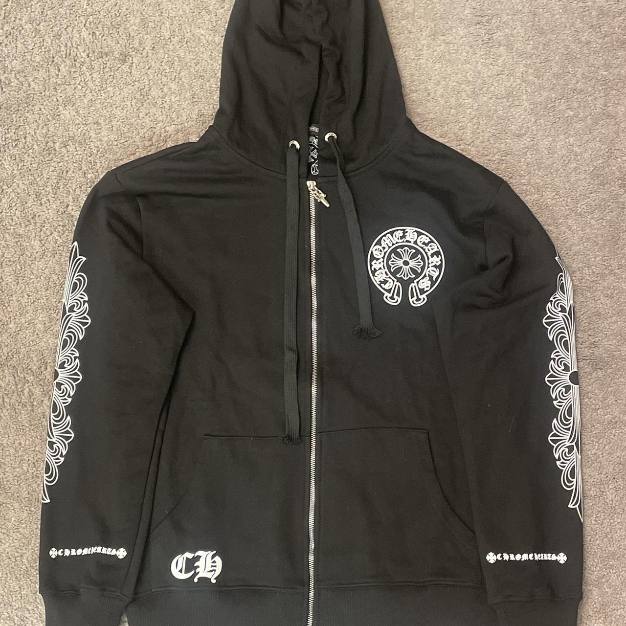 Chrome Hearts zip up hoodie Perfect condition Black - Depop