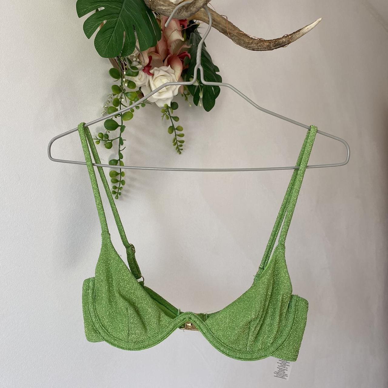 South beach green glitter structured bikini... - Depop