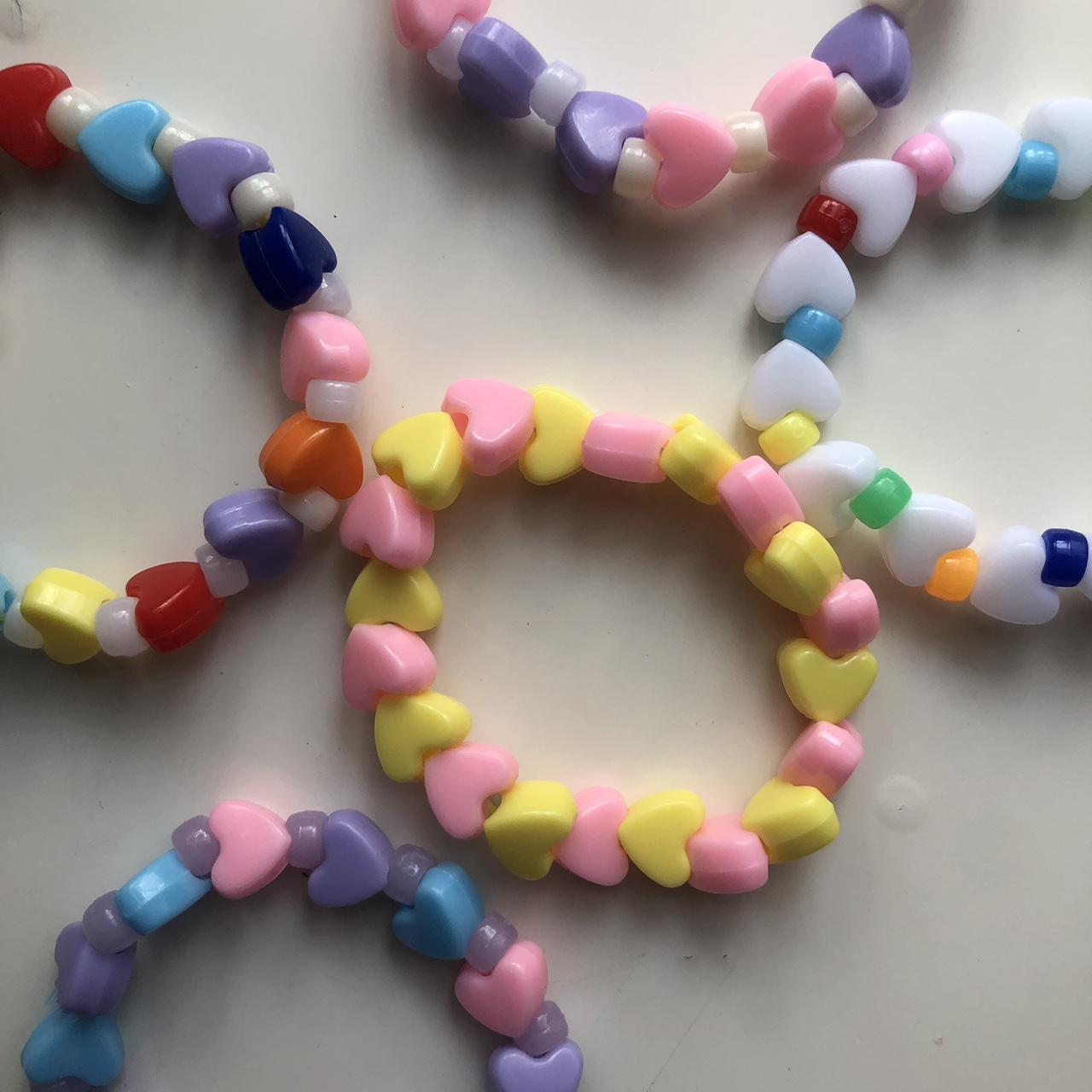 all 5 handmade bead heart bracelets - Depop