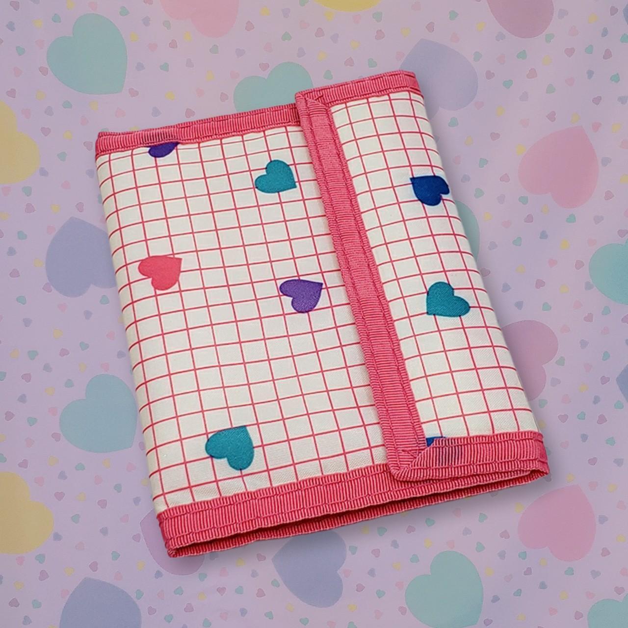 Vintage Pink Hearts Wallet Bi-Fold Velcro Bi-fold... - Depop