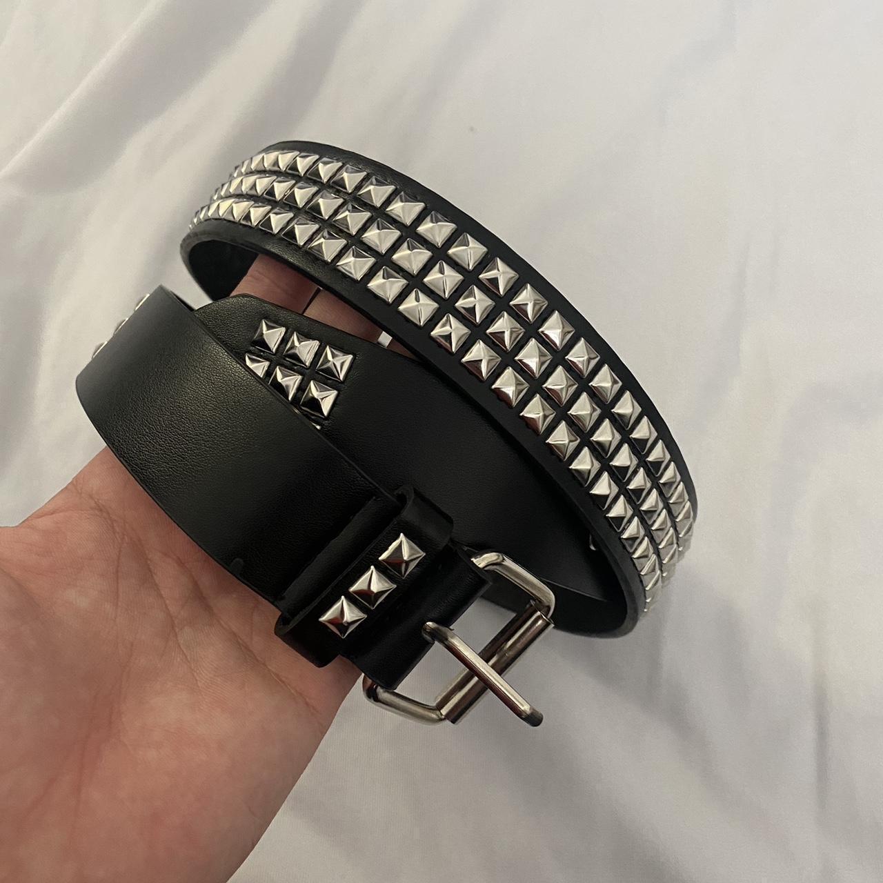 y2k studded opium gothic metal detailing belt... - Depop