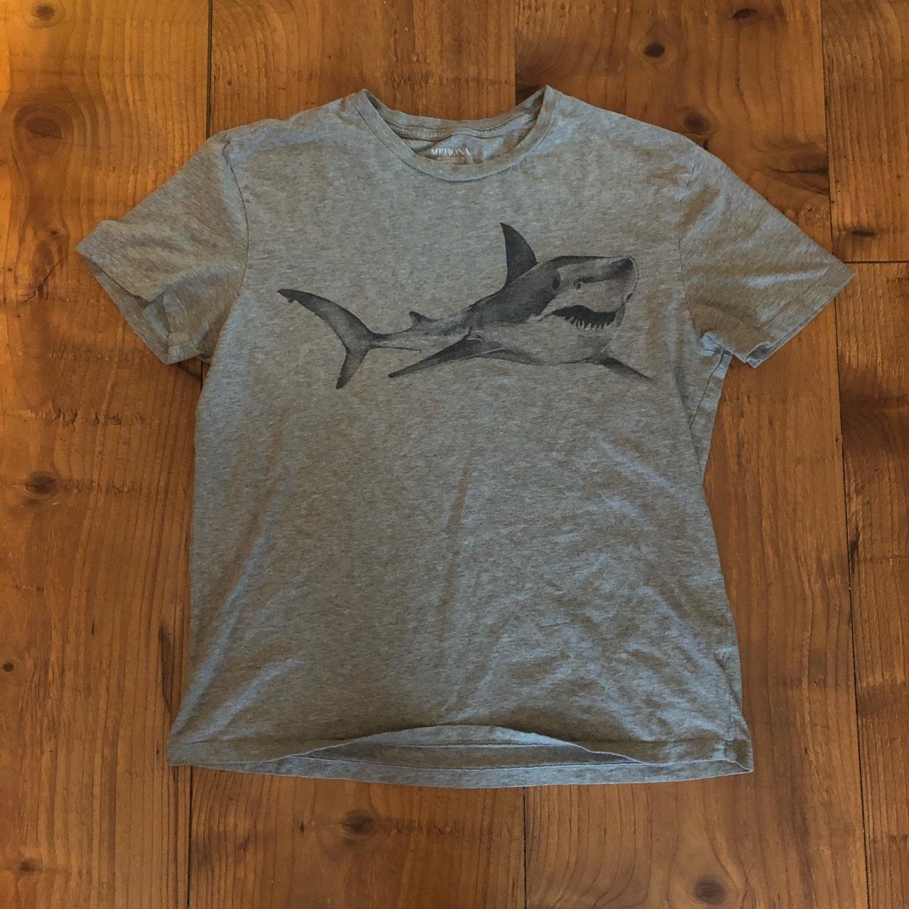 Merona gray shark t-shirt, size M. #shark - Depop