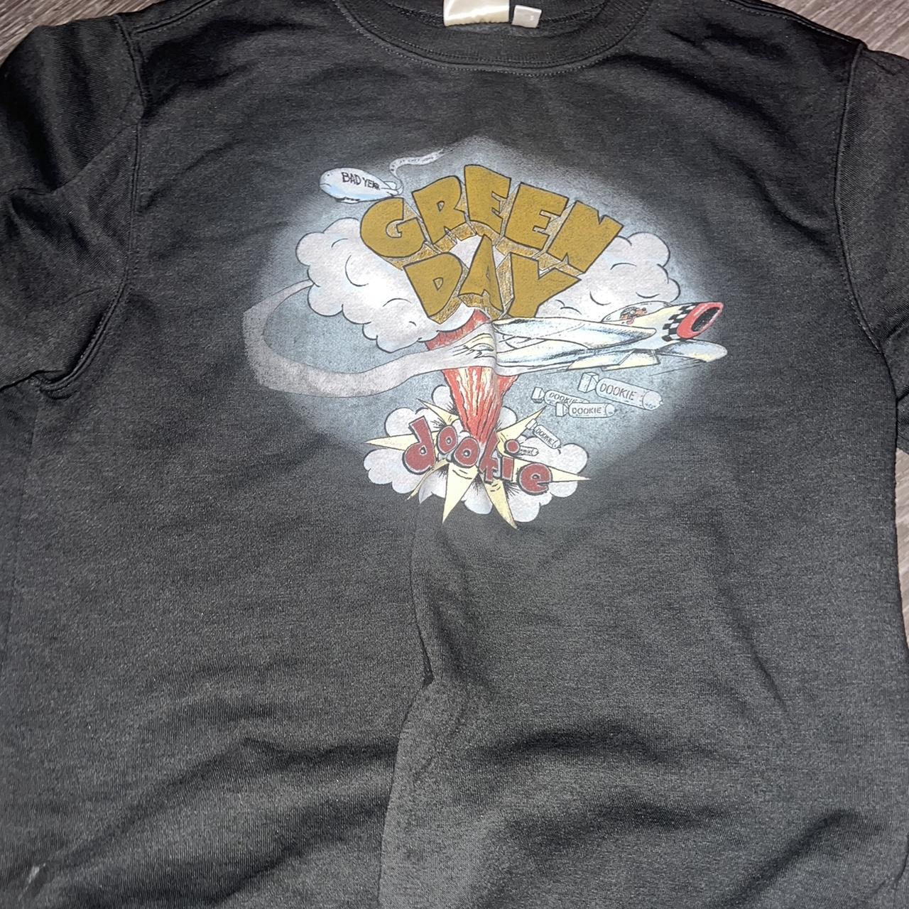 Large Grey Green Day Hoodie - Depop