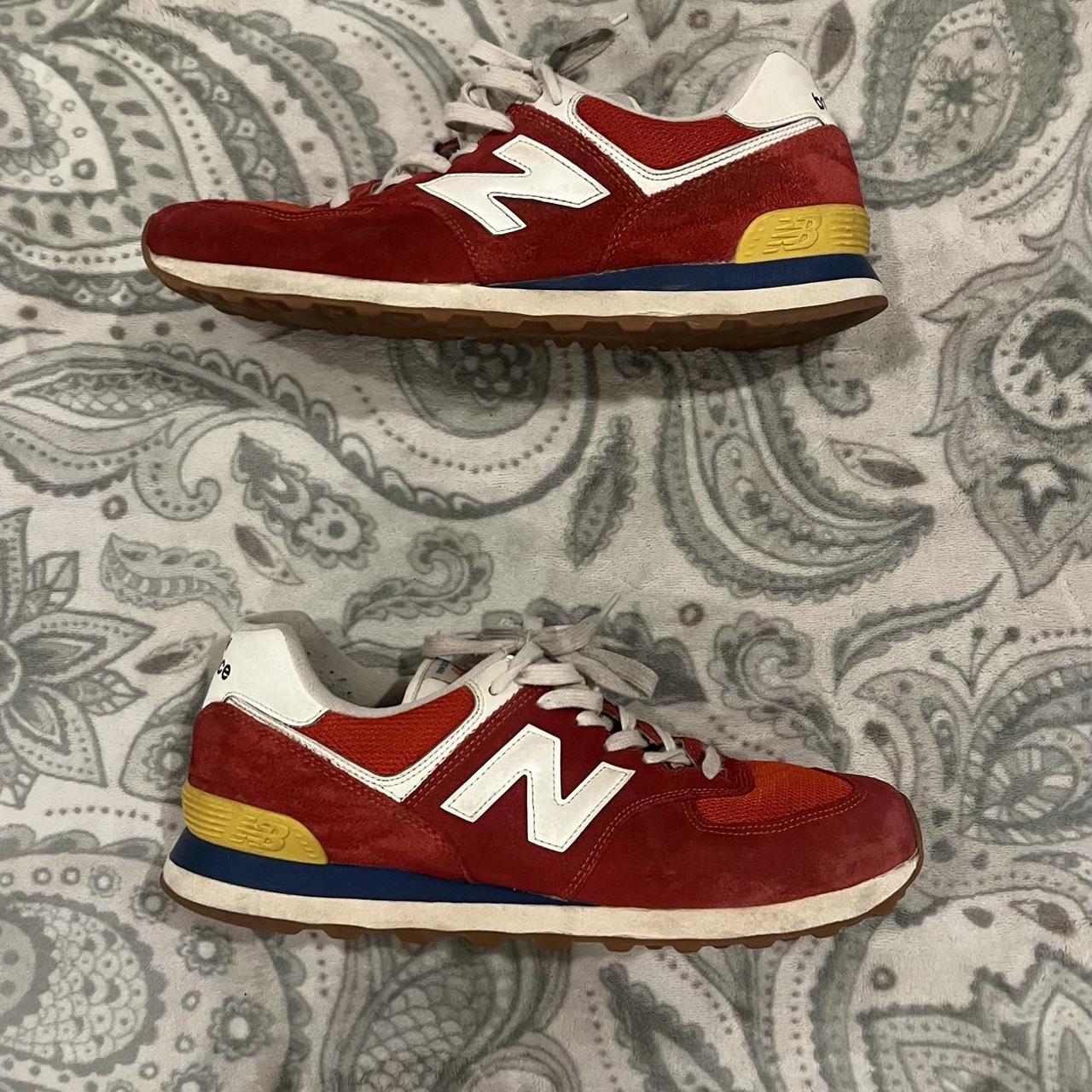 New Balance 547 Red,Blue,White,Yellow 9/10 condition... - Depop