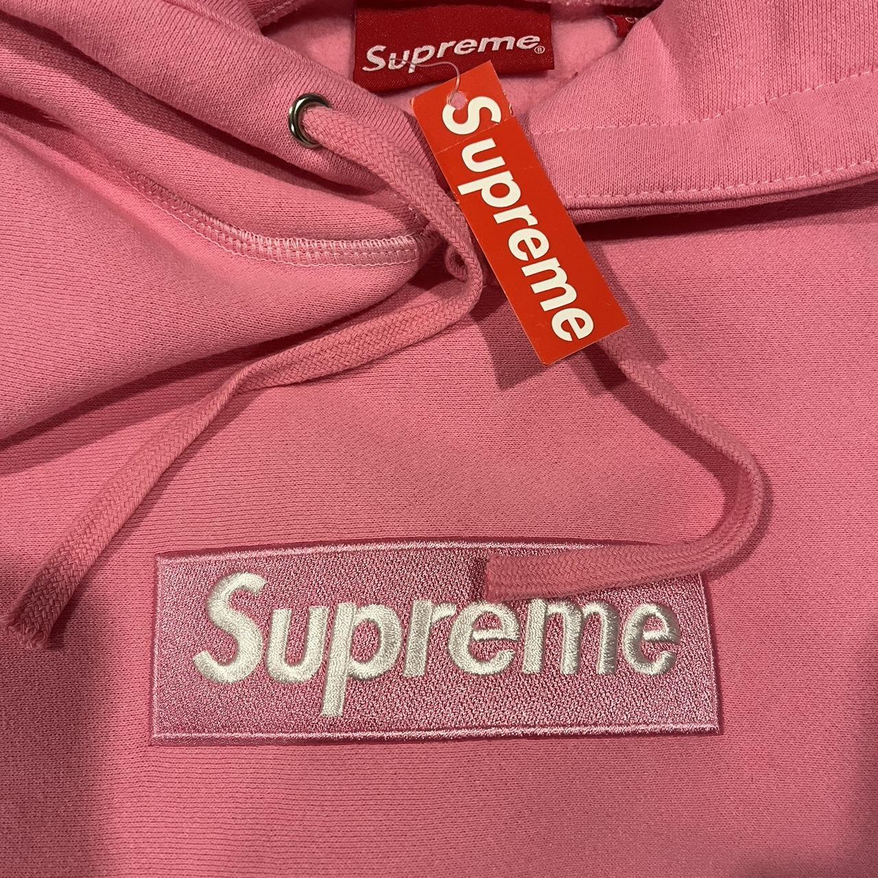 Pink supreme hoodie box logo FW21 BOGO... - Depop