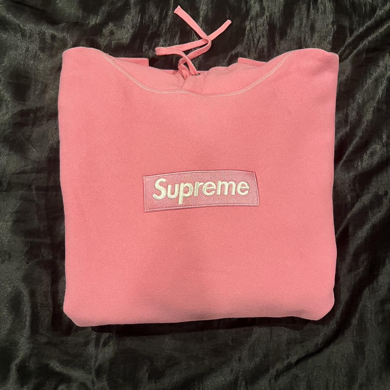 Pink supreme hoodie box logo FW21 BOGO... - Depop