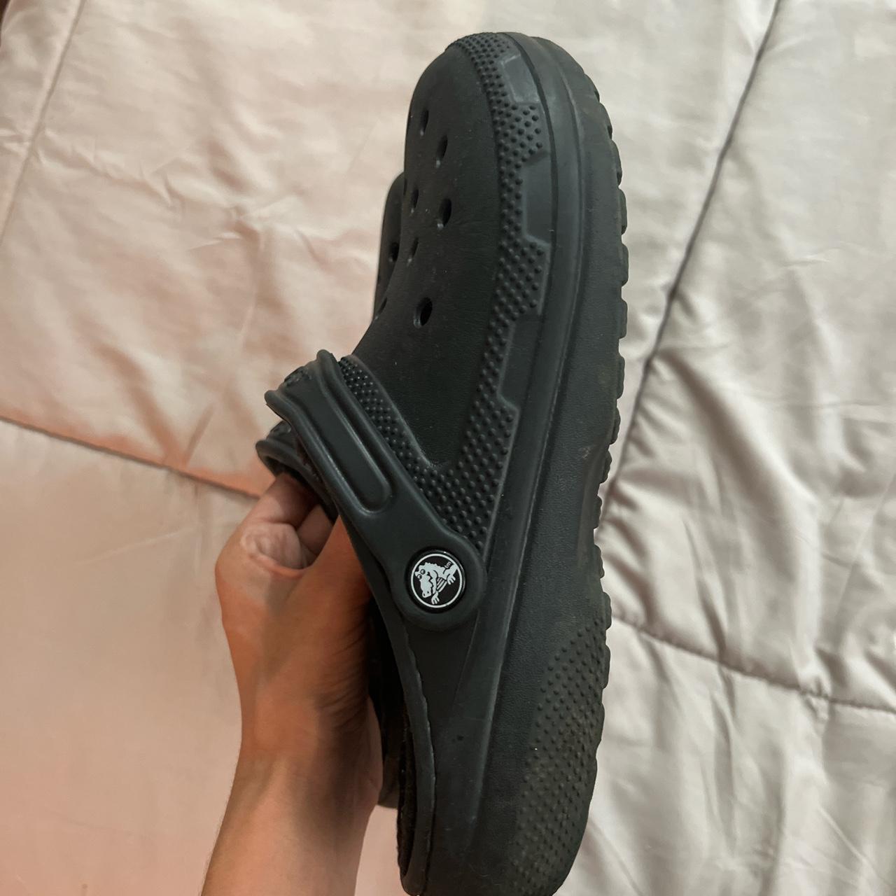 Black fuzzy crocs Good for the winter with heavy... - Depop