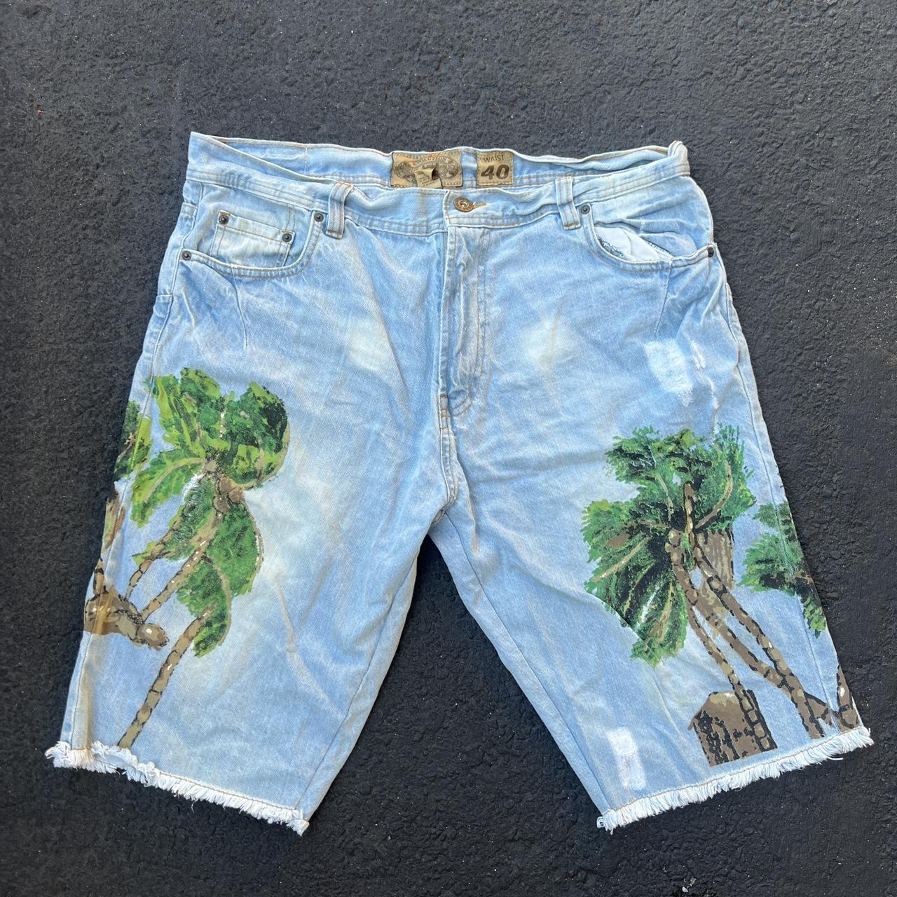Sick Vintage Custom Painted Evolution Jorts SZ 40 - Depop