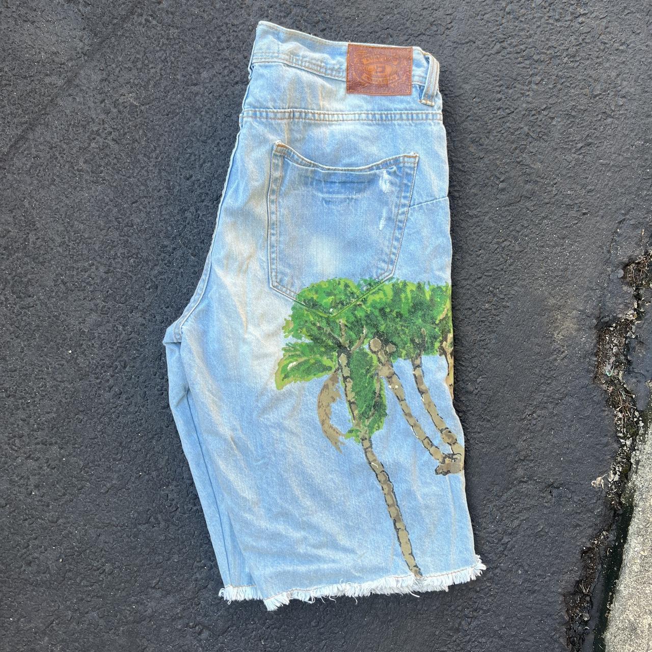 Sick Vintage Custom Painted Evolution Jorts SZ 40 - Depop