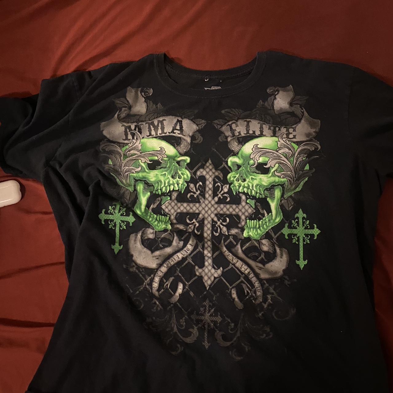 crazy black and green mma elite t shirt size 2xl... | Depop