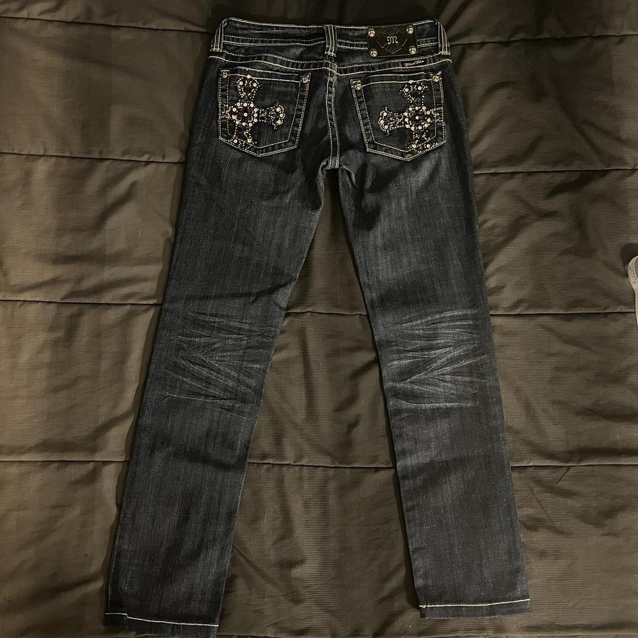 Size 27 Miss Me jeans with cross and rhinestones.... - Depop