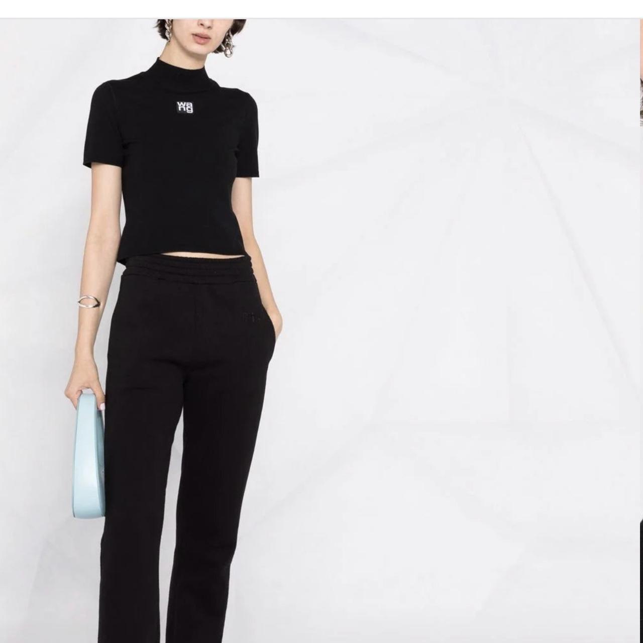 ALEXANDER WANG WOMEN High Neck Logo Top Black Size... - Depop