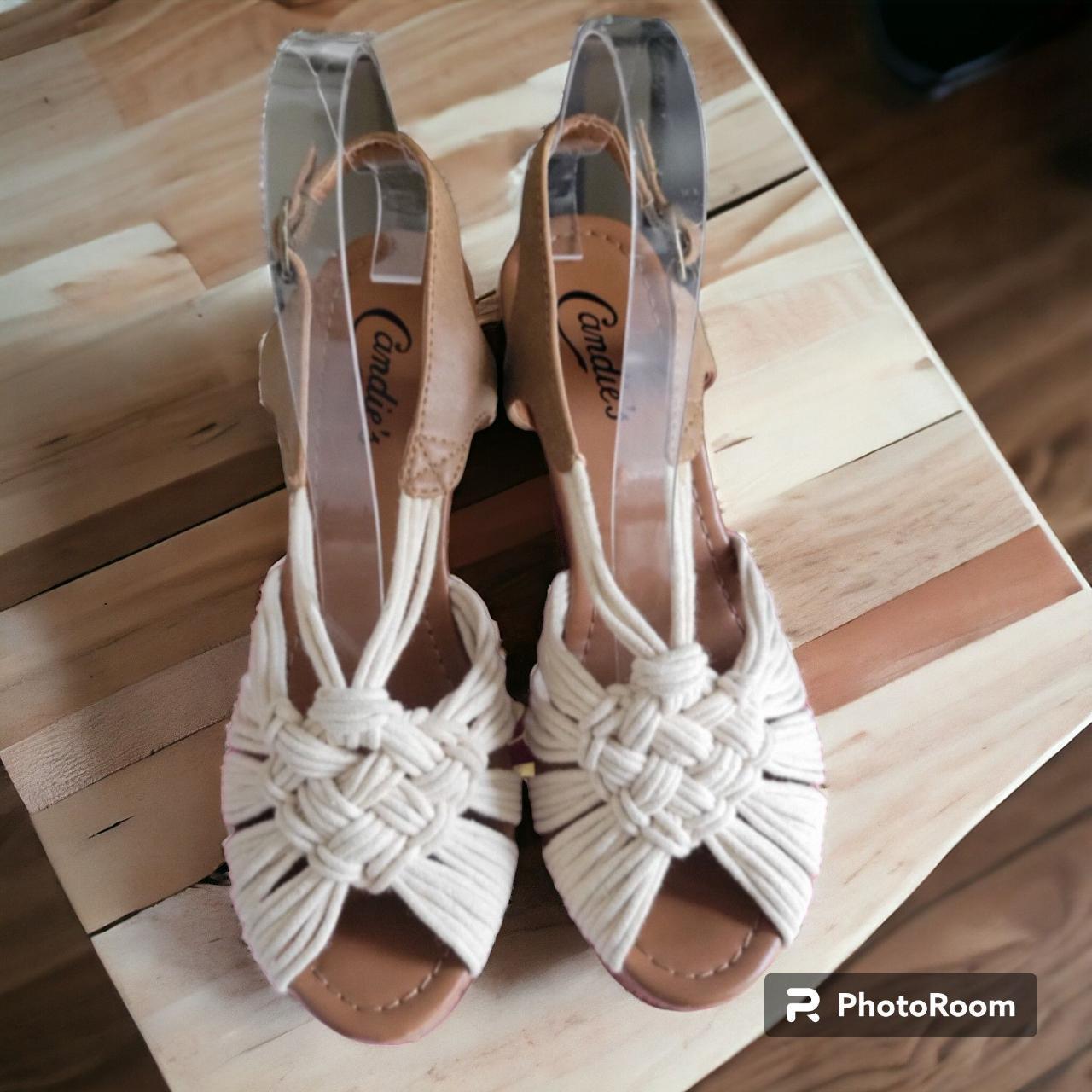 Candie's Woven Fabric Wedges W/ Ankle Strap-... - Depop