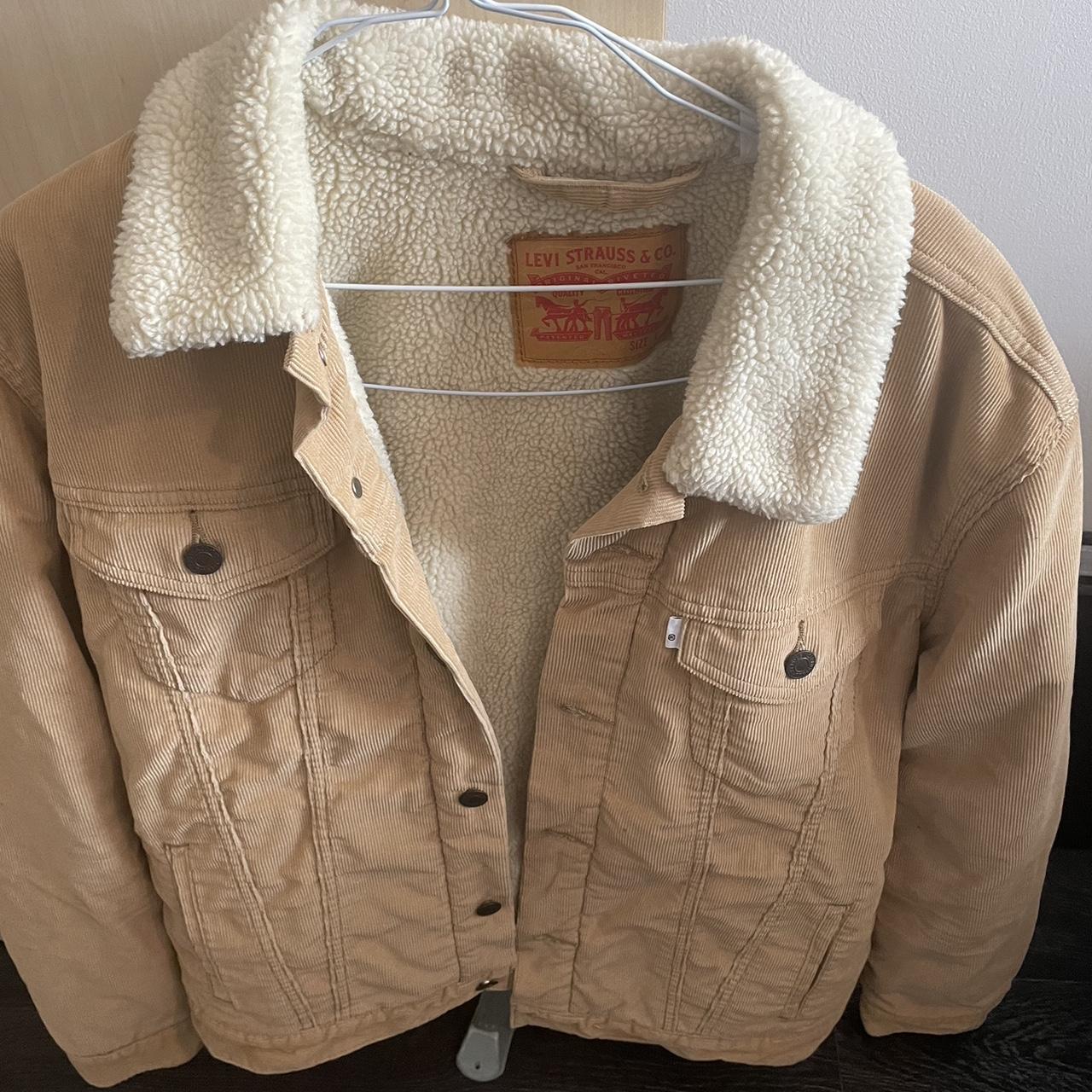 Levi jacket- L. Cream Levi jacket with wool inside.... - Depop
