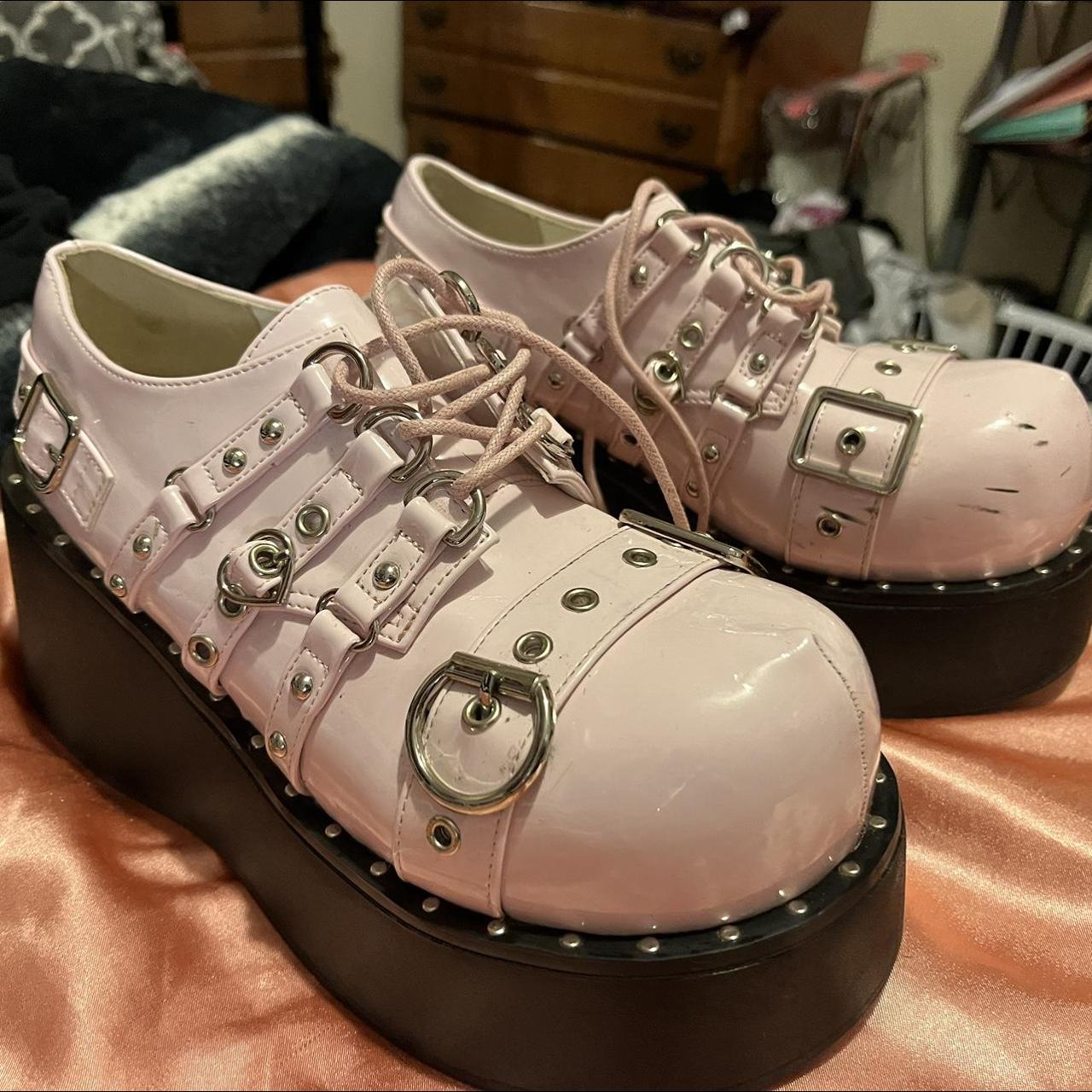 light pink chunky alt shoes , a little scuffed but... - Depop
