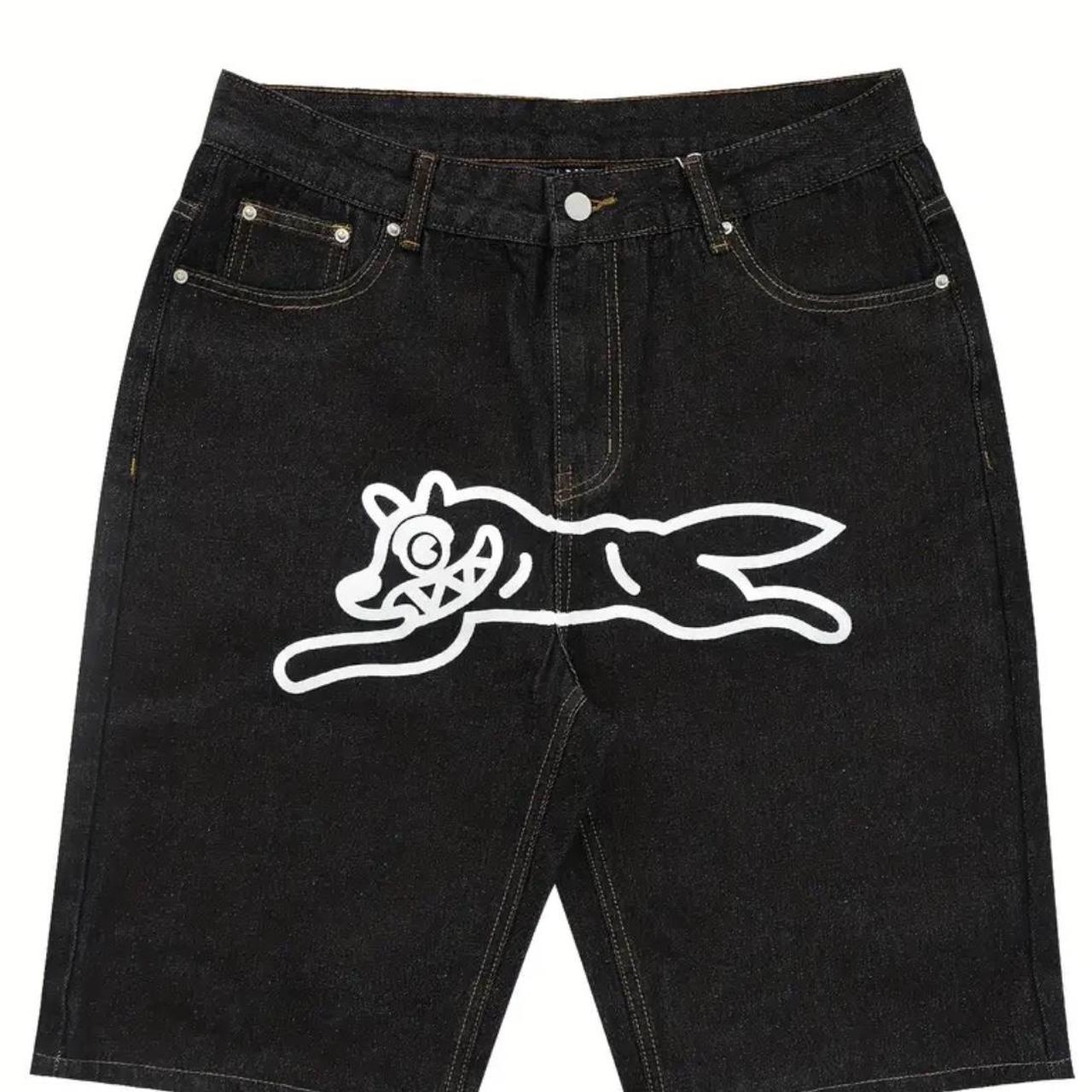 Brand new never worn Black denim print jorts Open... - Depop