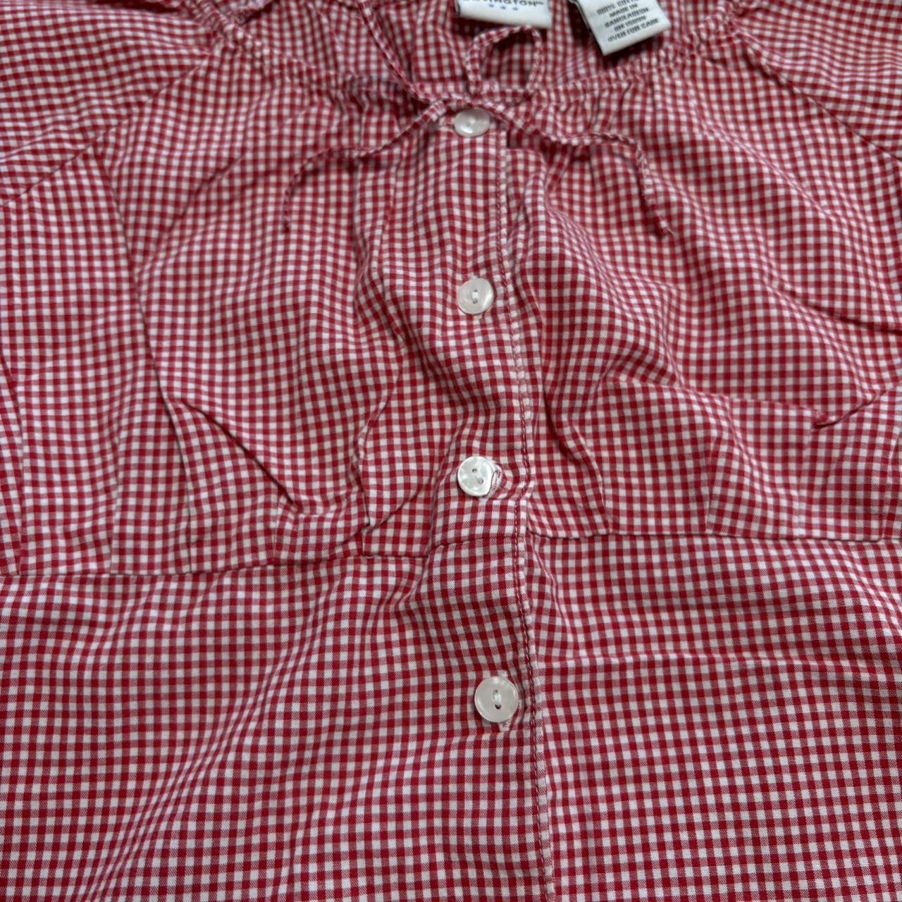 Vintage Gingham Red Button up top size is xl but... - Depop