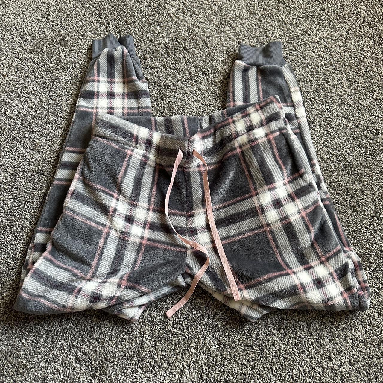 Pink n grey plaid pajama pants SUPER soft Size S... - Depop