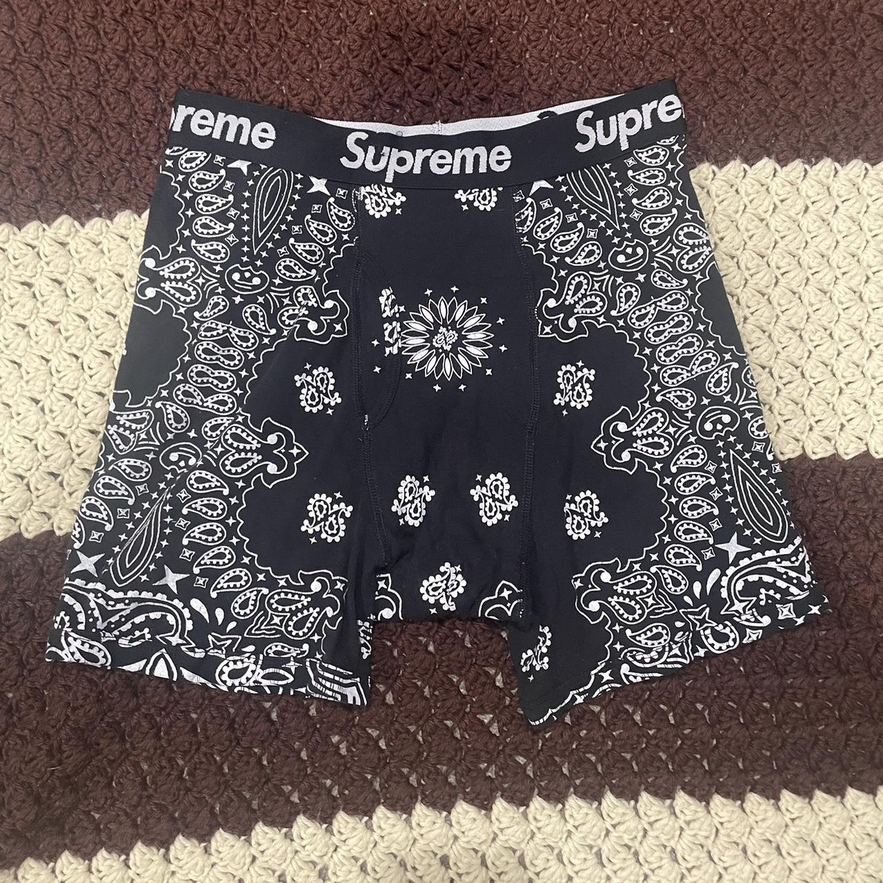 Supreme Hanes black bandana boxer briefs size Medium - Depop