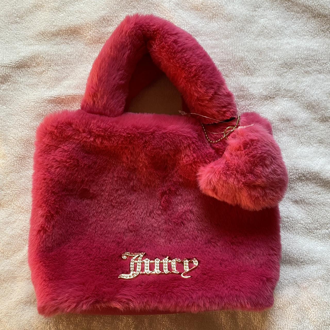 Hot pink juicy couture fluffy mini tote! In great... - Depop