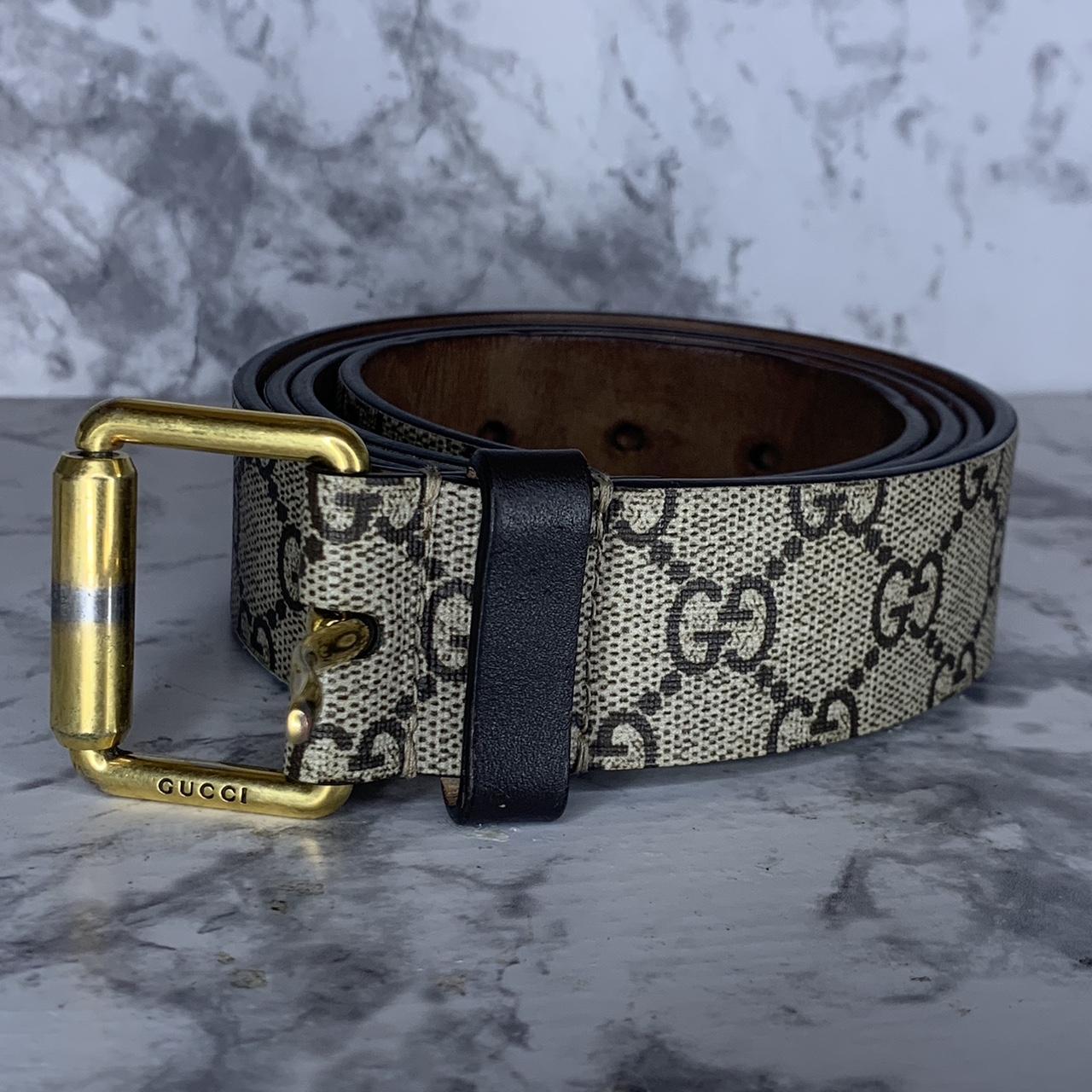 Gucci Men's Tan and Cream Belt | Depop