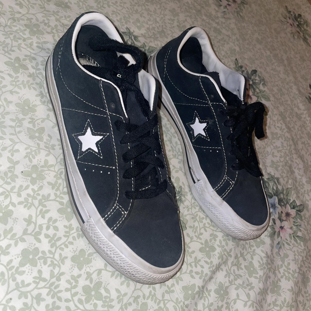 y2k emo black n white converse "cons" Size 7 in... - Depop