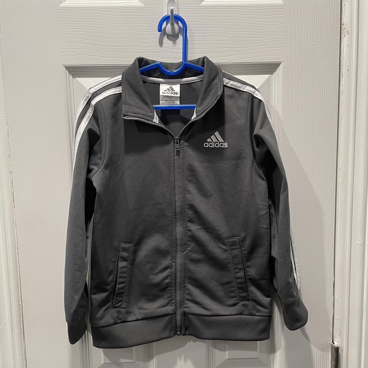 Kids size 6 Adidas gray track jacket #adidas... - Depop