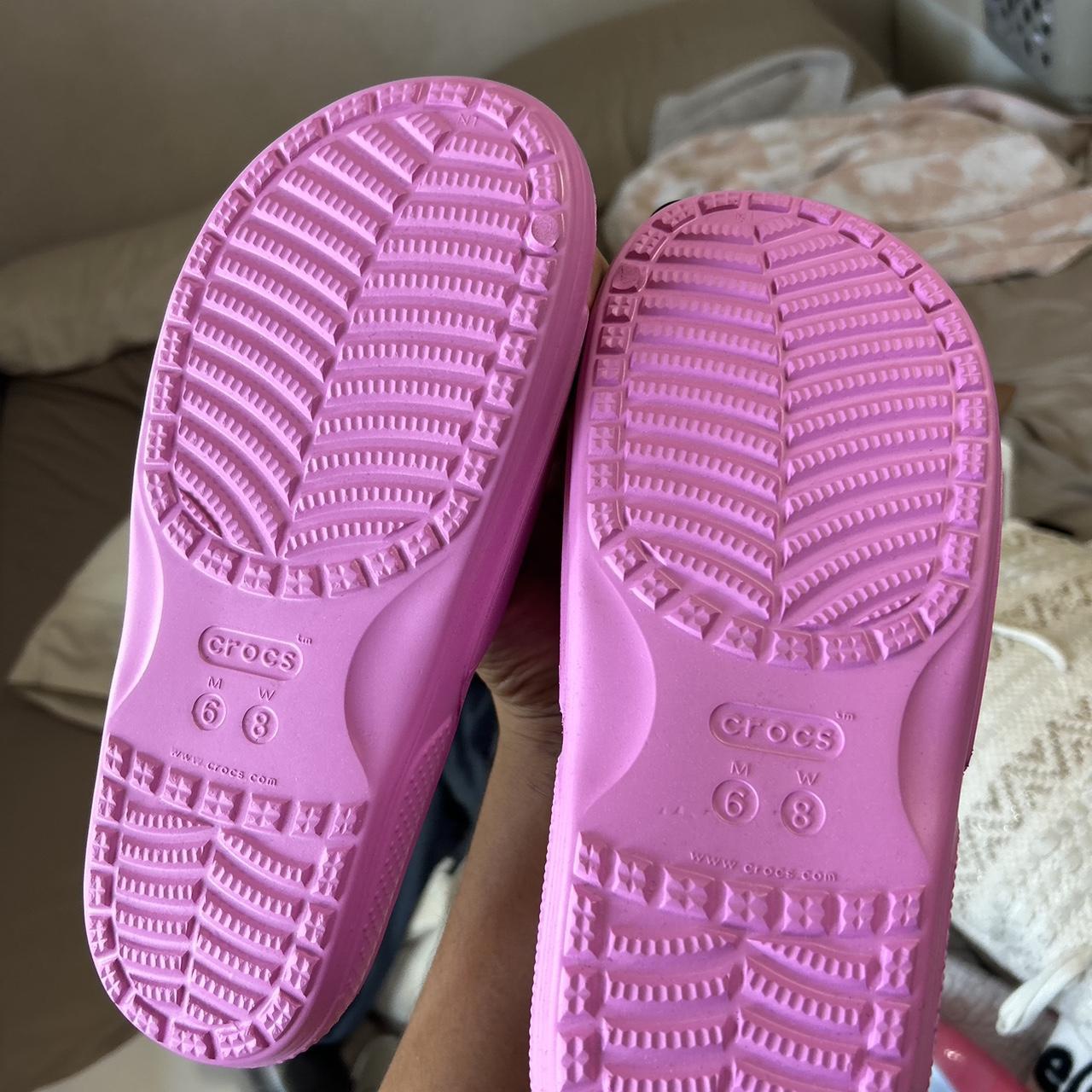 Pink crocs size 8 women size 6 in men Great... - Depop